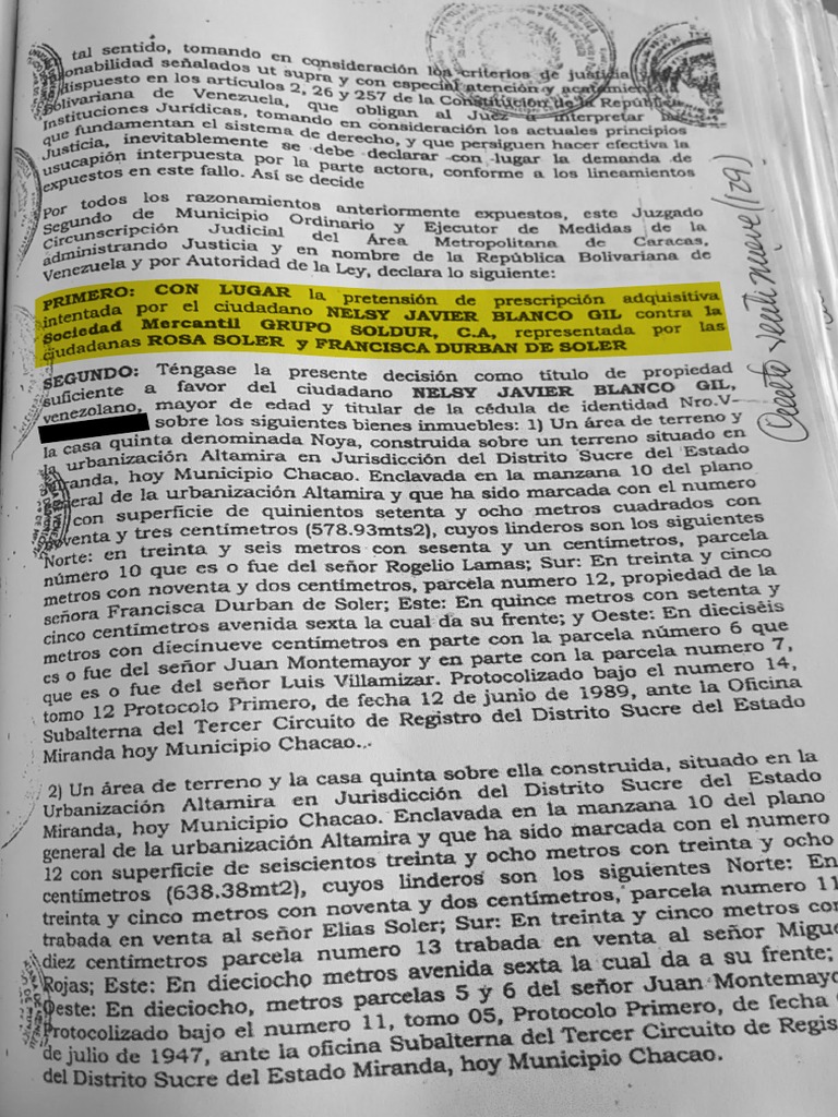 Sentencia de La Prescripción Adquisitiva | PDF