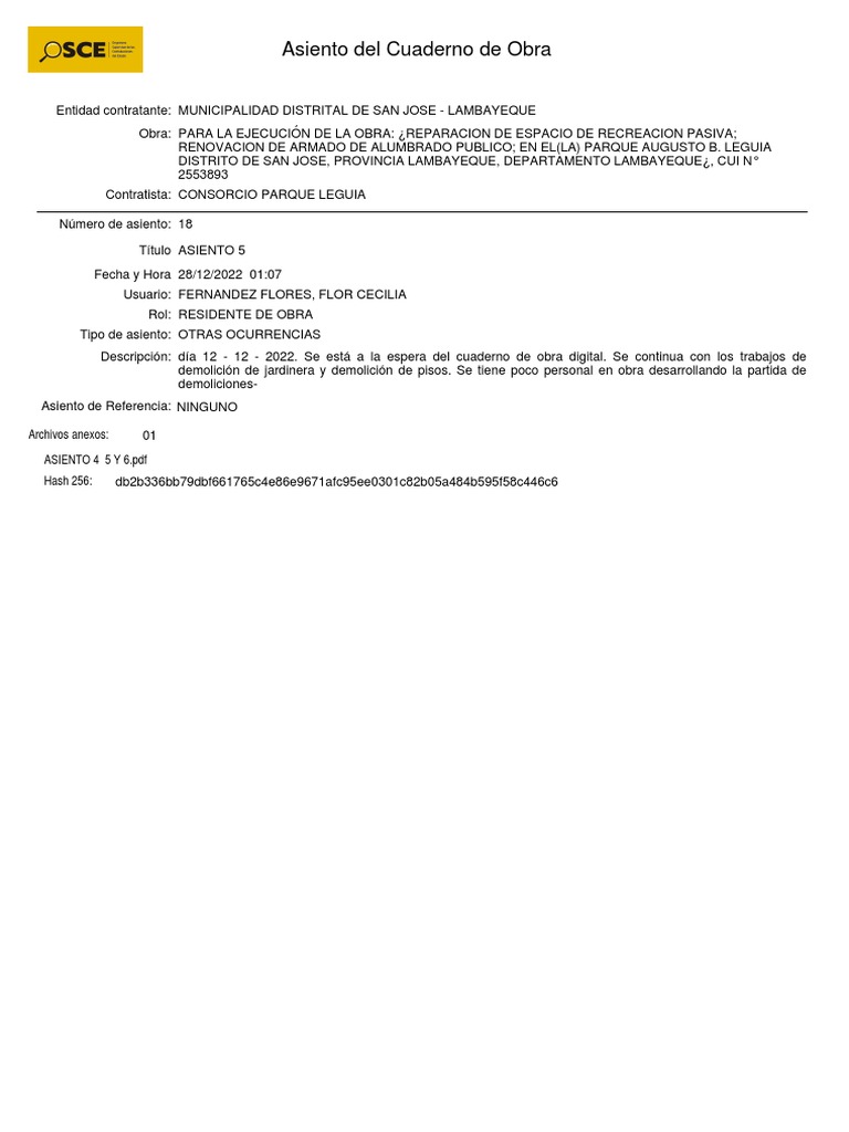 Cuaderno Obra Asiento 5 | PDF