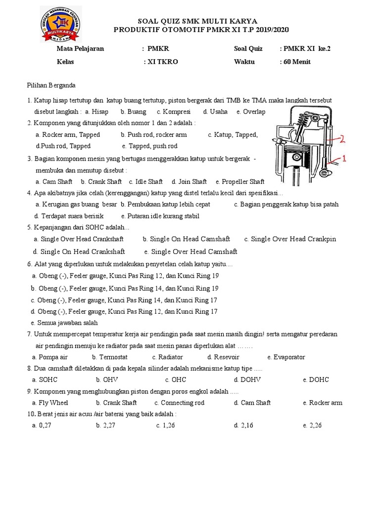 Soal Quiz 2 Daring PMKR Xi | PDF