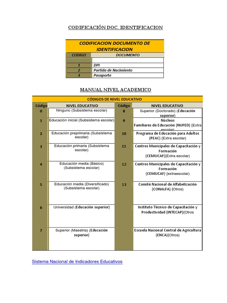 MANUAL CODIFICACION-No.1 | PDF