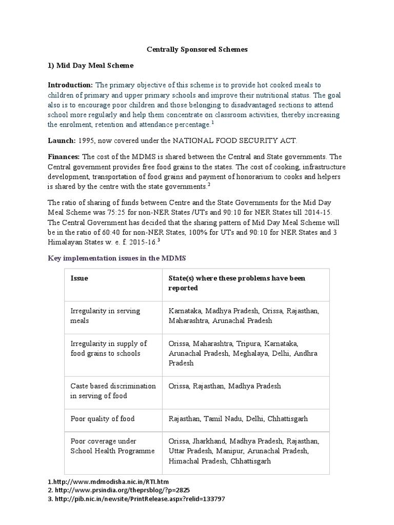 Centrally Sponsored Schemes | PDF | Health Sciences