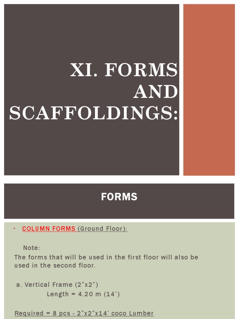 Column Form and Scaffolding Materials Guide | PDF | Economic Sectors ...