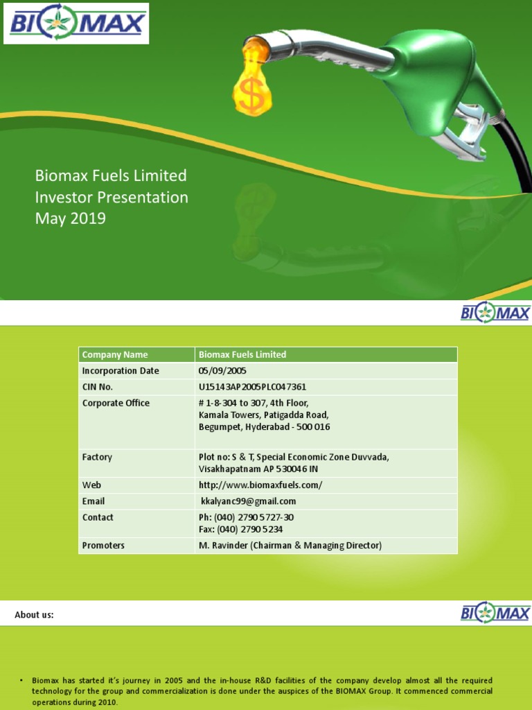 Biomax Presentation PDF | Download Free PDF | Biodiesel | Biofuel