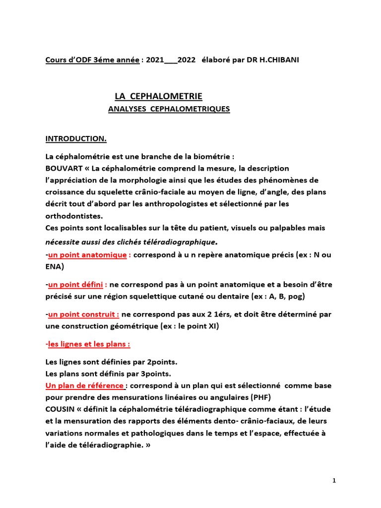 Analyse des Points Céphalométriques | PDF | Arts du langage et discipline