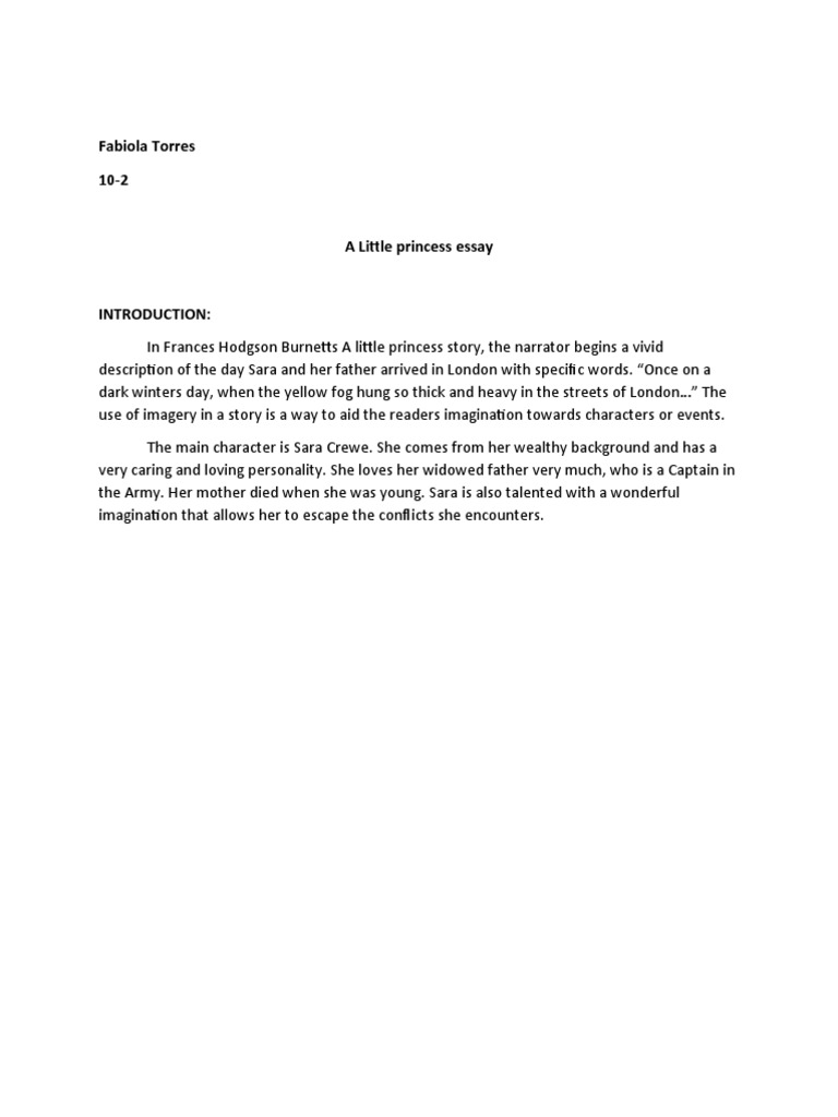 A Little Princess Essay | PDF | A Little Princess
