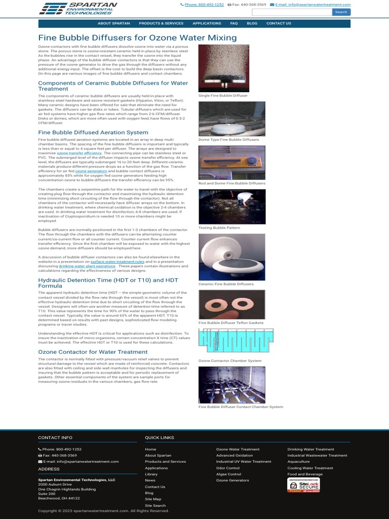 Fine Bubble Diffusers & Ozone Contactor Chambers For Water Treatment ...