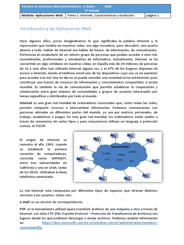Tema 1. Internet, Características y Evolución (1) | PDF | Red mundial ...
