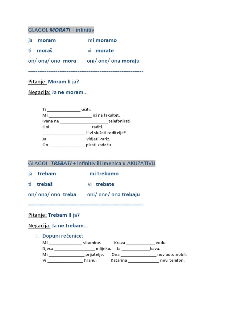 Akuzativ I Modalni Glagoli | PDF