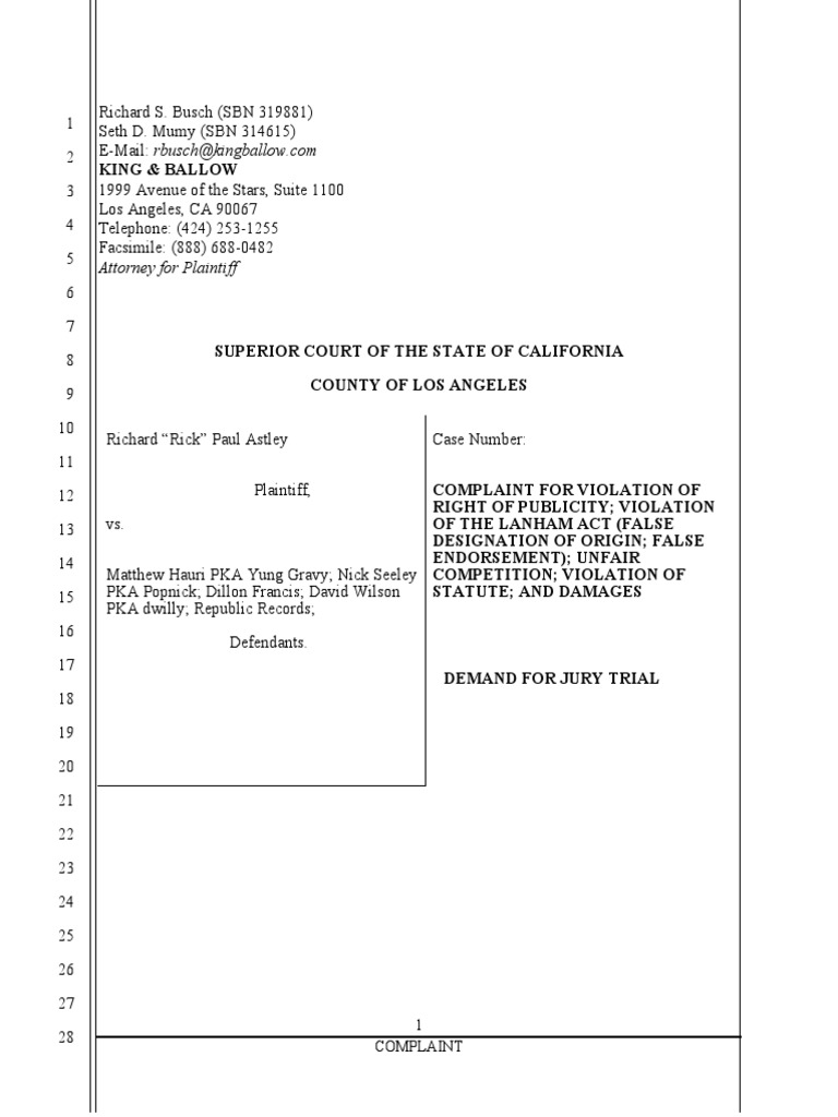 Richard "Rick" Paul Astley vs. Matthew Hauri PKA Yung Gravy Nick Seeley ...