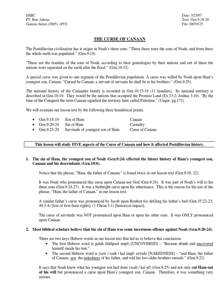 The Curse of Canaan | PDF | Ham (Son Of Noah) | Book Of Genesis