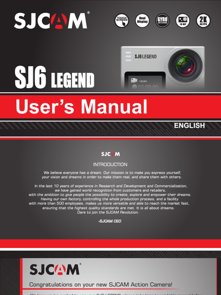SJCAM SJ6 LEGEND User Manual | PDF | Camera | Color Balance