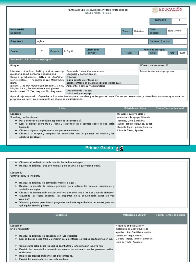 Secuencia 2. B. Actions in Progress | PDF | Evaluación | Cognición
