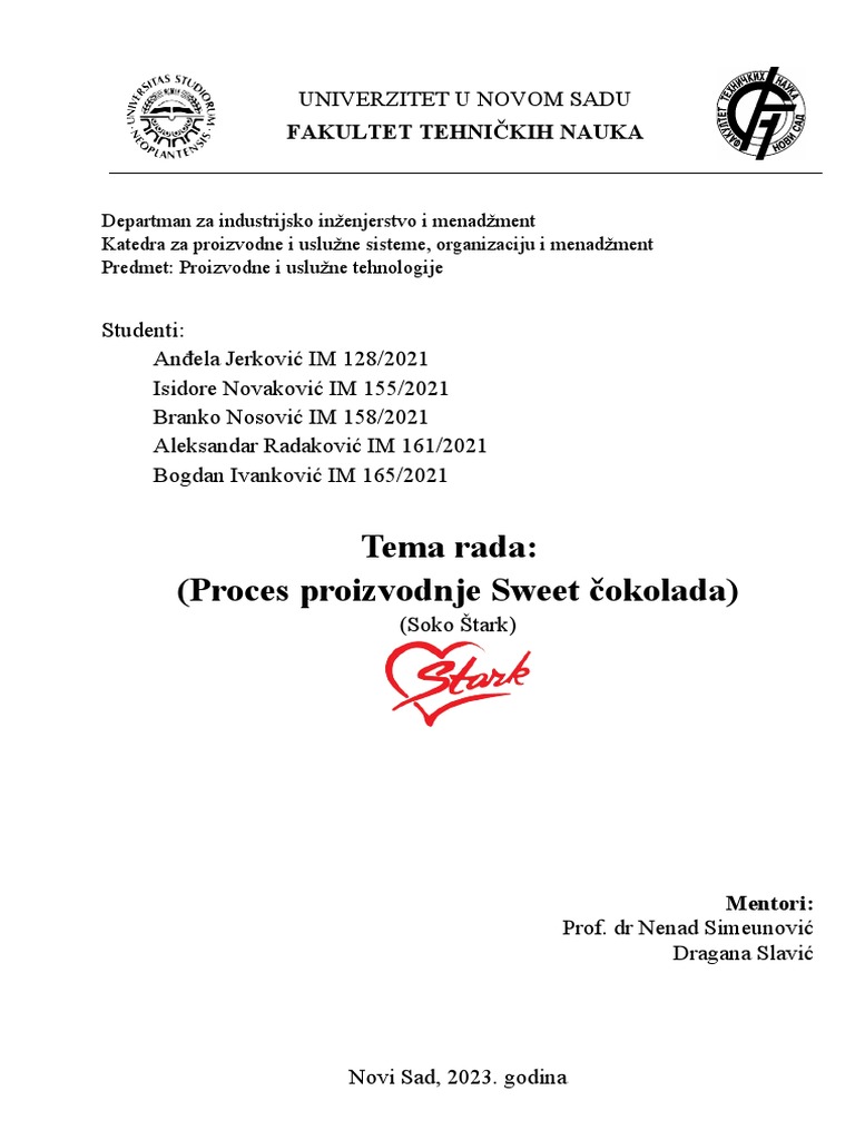 Godisnji Zadatak - Sweet Cokoladica | PDF