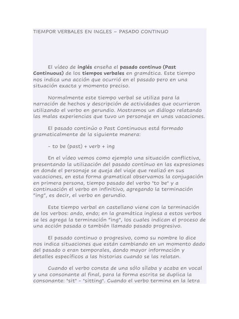 03 Tiempos Verbales En Ingles Pdf