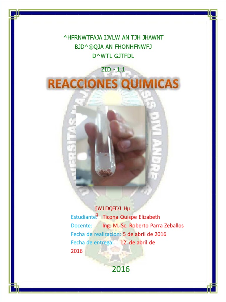 PDF Quimica Inorganica QMC 104 Lab Reacciones Quimicas | PDF | Reacciones químicas | Redox
