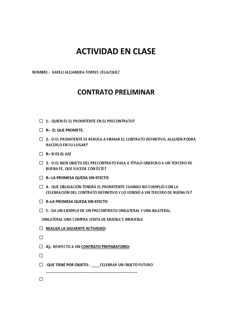 Actividad Contrato Preliminar | PDF