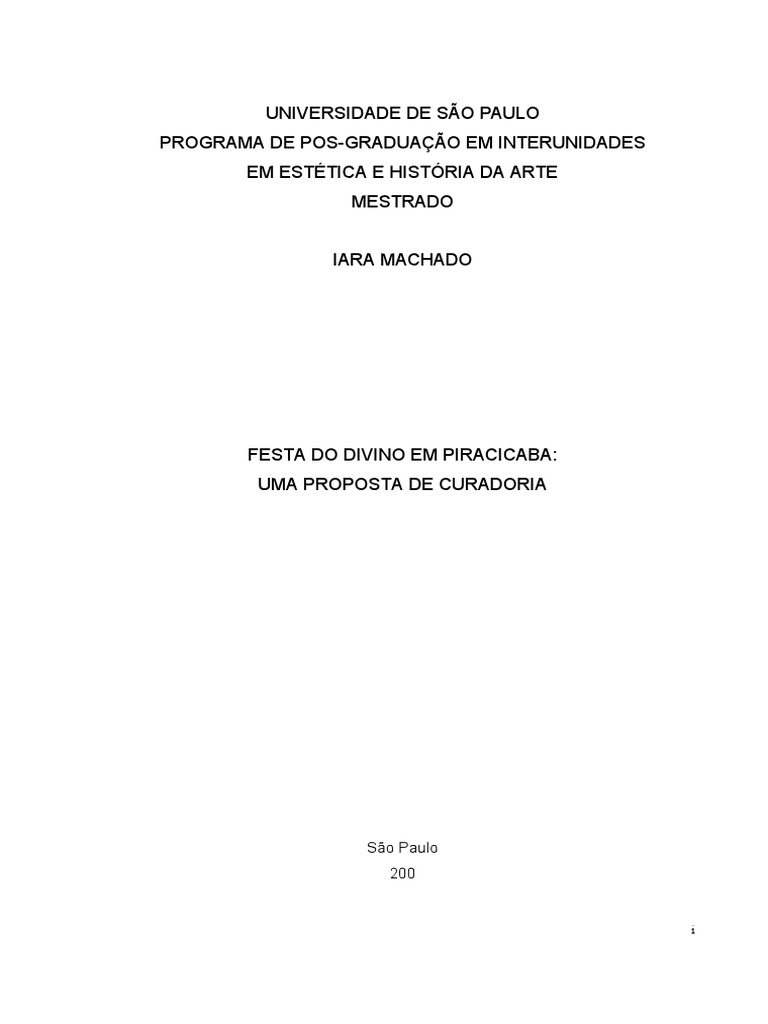 Iara Machado 2009, Festa Do Divino em Piracicaba | PDF | Sociologia ...