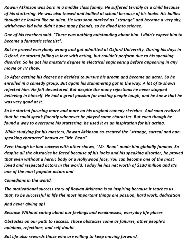 Rowan Atkinson: Overcoming Adversity | PDF | Art