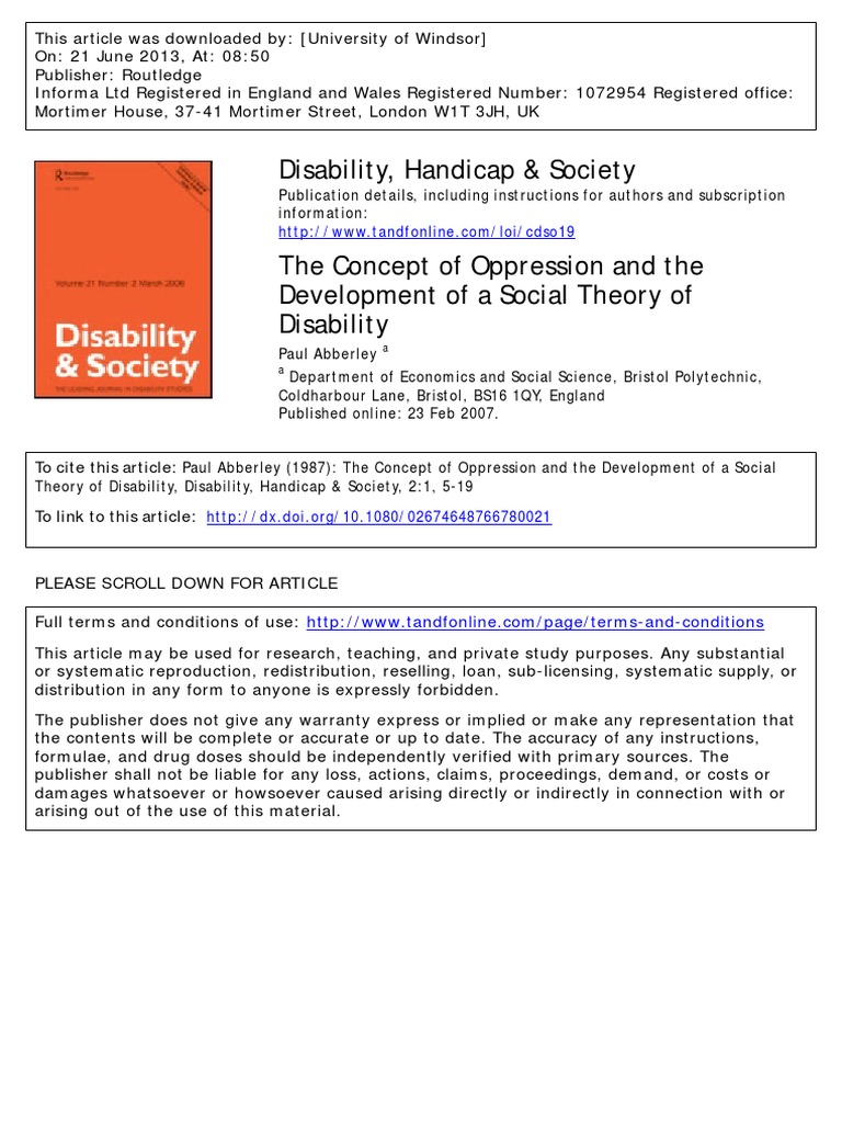 ABBERLEY, Paul - The Concept of Oppression and The Development of A ...