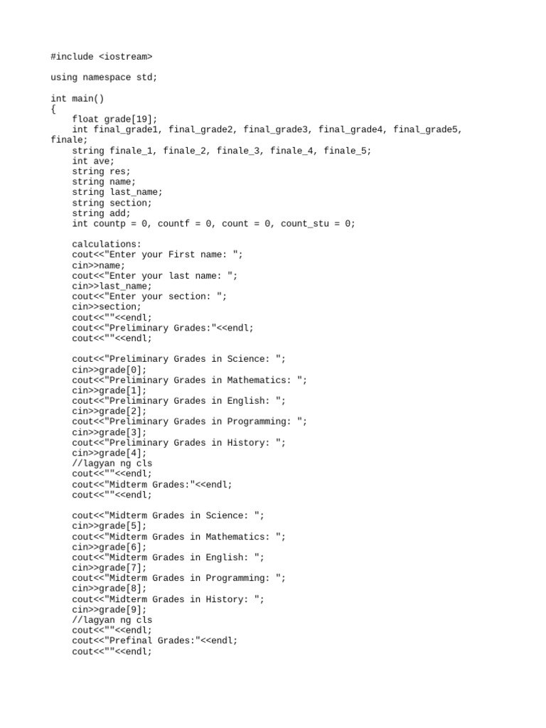 Grades Entering System (C++ Programming) | PDF | Computer Programming ... Grades Entering System (C++ Programming) | PDF | Computer Programming ...