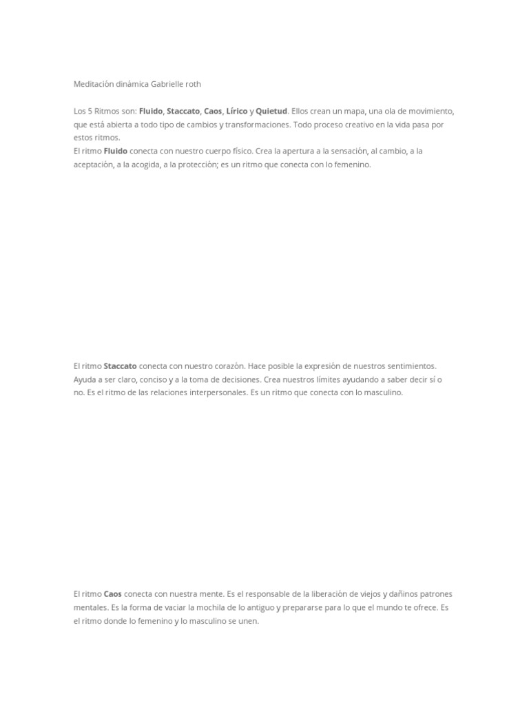 Los 5 Ritmos: Meditación en Movimiento | PDF | Ritmo | Mente