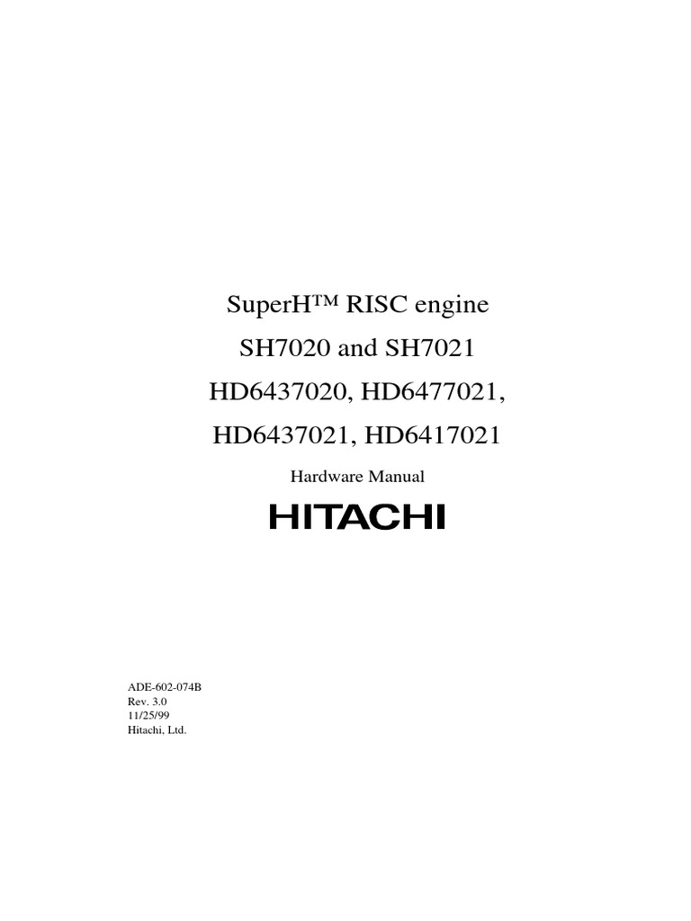 SH7020 Hitachi | PDF | Microcontroller | Central Processing Unit