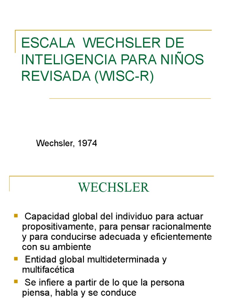 Escala Wechsler para Niños (WISC-R) | PDF | Cociente de inteligencia ...