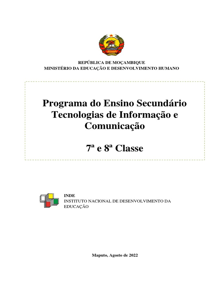 Programa de TIC 7 e 8 Classe 22.01.2023 | PDF | Tecnologia da ...