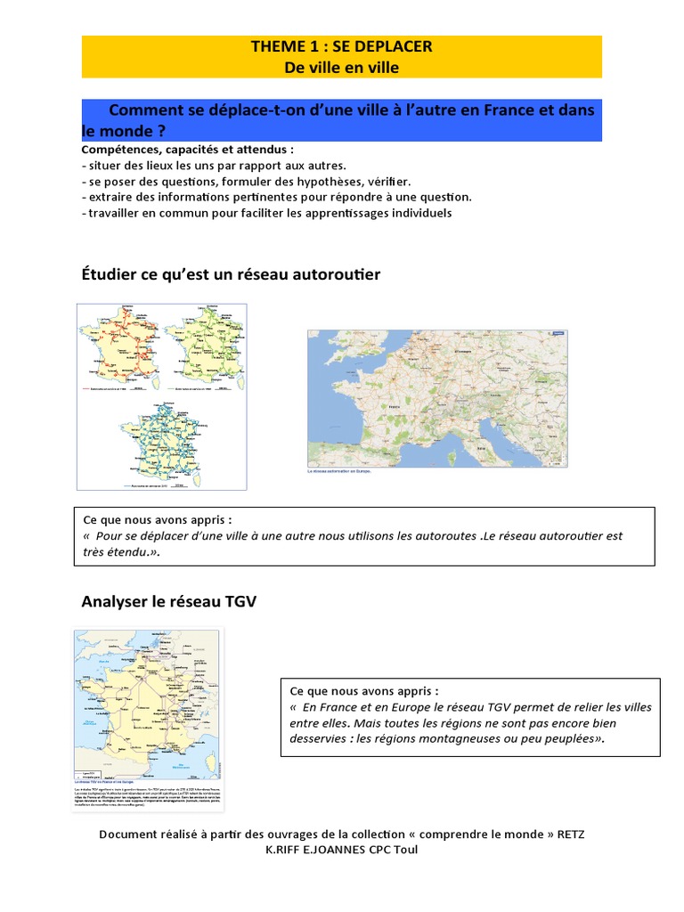 Se déplacer en France et en Europe CM2 | PDF | Autoroute | Aéroport