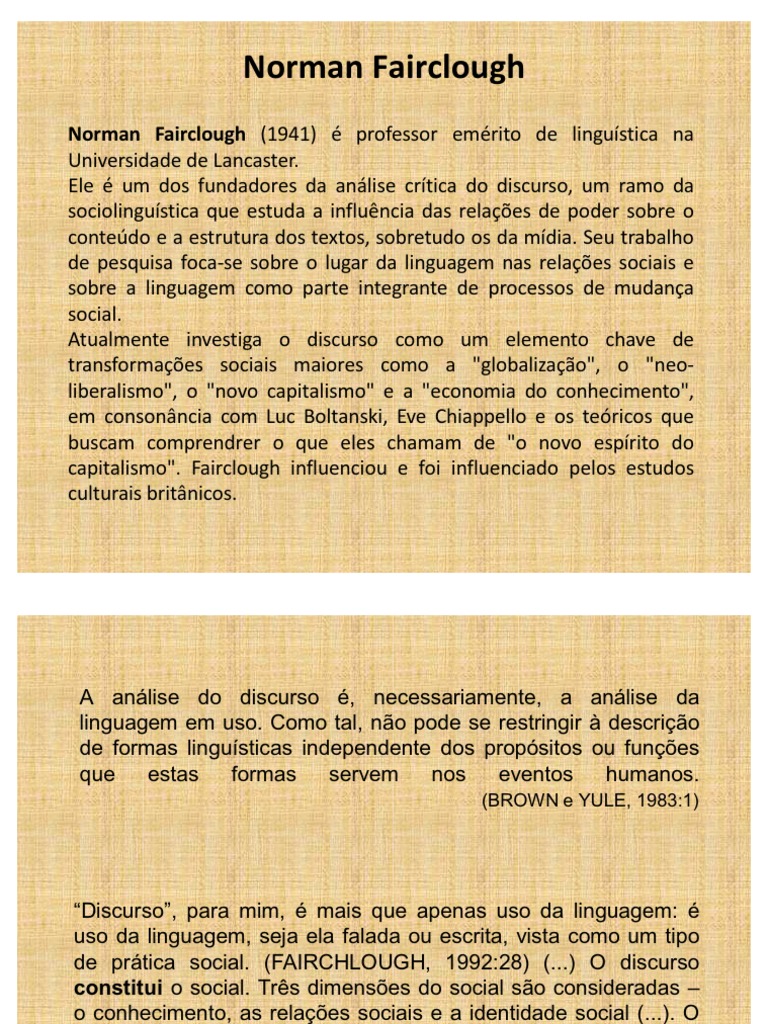 Análise Crítica do Discurso de Fairclough | PDF | Ideologias | Sociologia