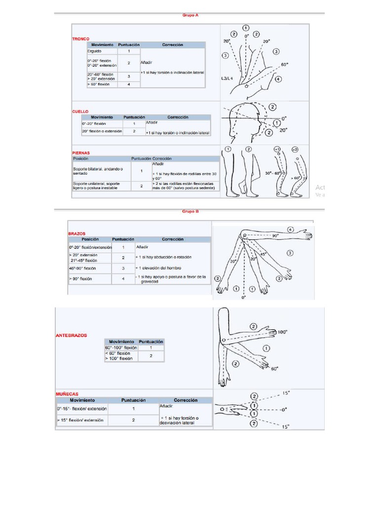 Tablas Ergonomía | PDF