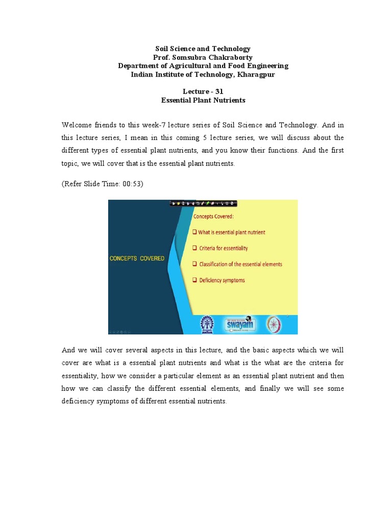Lec31 Essential Plant Nutrients | PDF | Plant Nutrition | Nutrients