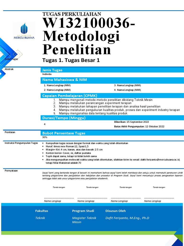 TB1-METODOLOGI PENELITIAN Ganjil 2022-2023 - R1 | PDF | Karier & Perkembangan | Seni