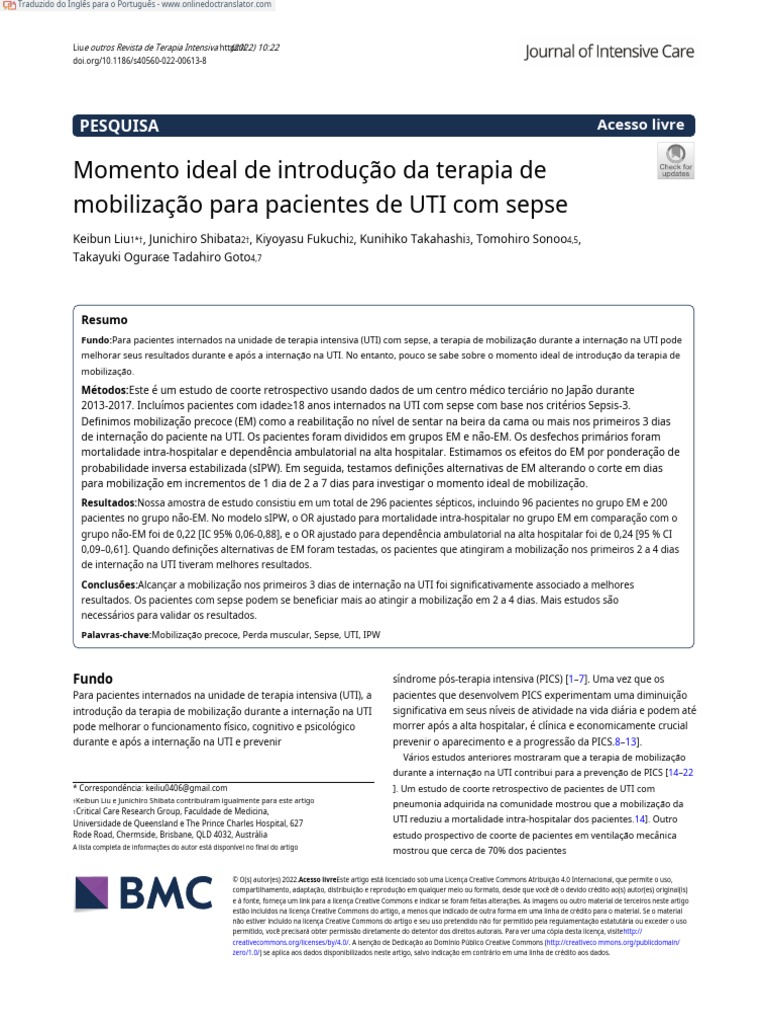 Artigo para TCC 11.en - PT | PDF | Unidade de Tratamento Intensivo (UTI ...