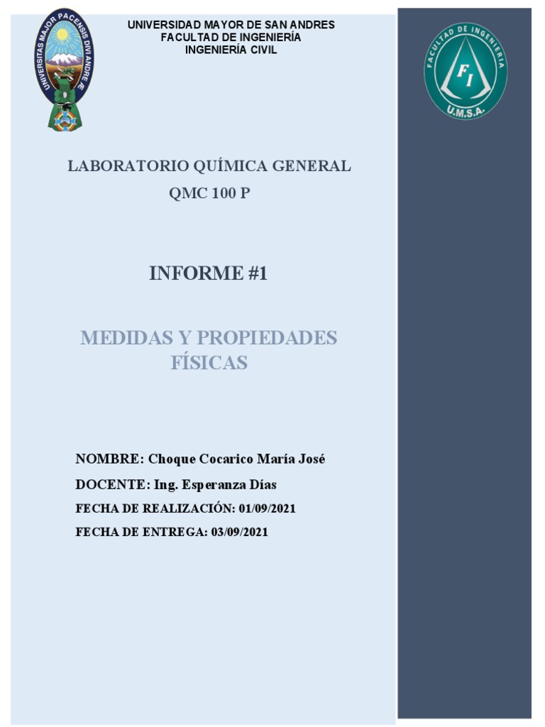 Inf 1 QMC | PDF | Densidad | Experimentar