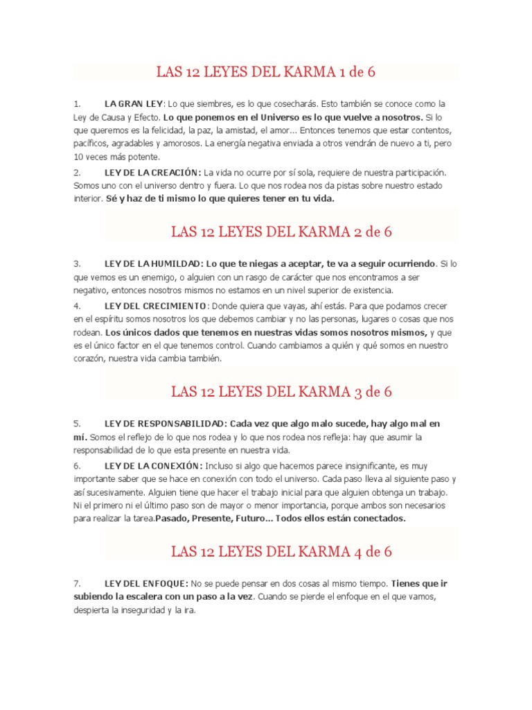Las 12 Leyes Del Karma | Descargar gratis PDF | Karma | Vida