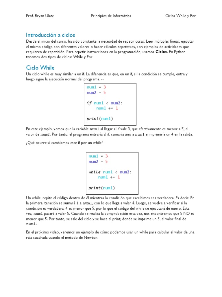 TÓPICO 2. Ciclos | PDF | Python (lenguaje de programación) | Programa de computadora