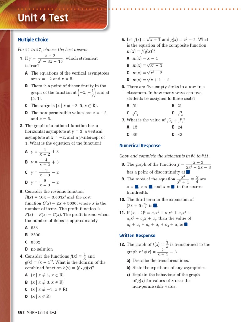 Precal Unit 4 Test Download Free Pdf Function Mathematics Asymptote