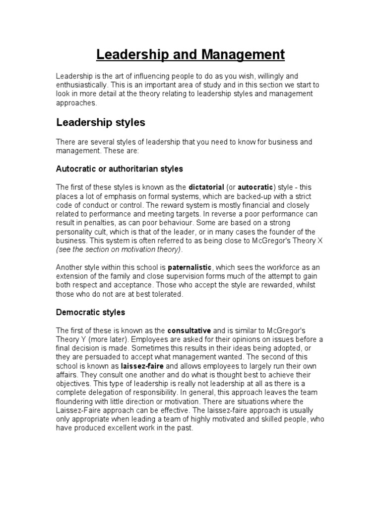 Leadership Styles and Their Impact | PDF | Leadership | Social Psychology
