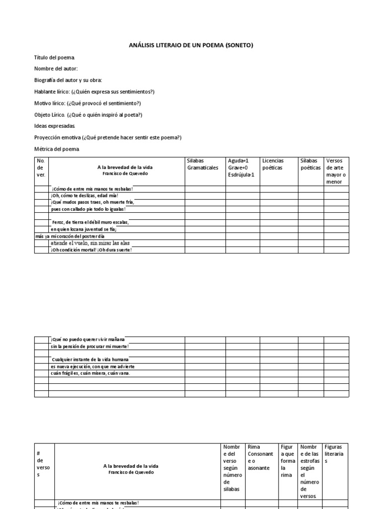 Formato para Análisis de Un Poema | PDF | Poesía | Rima