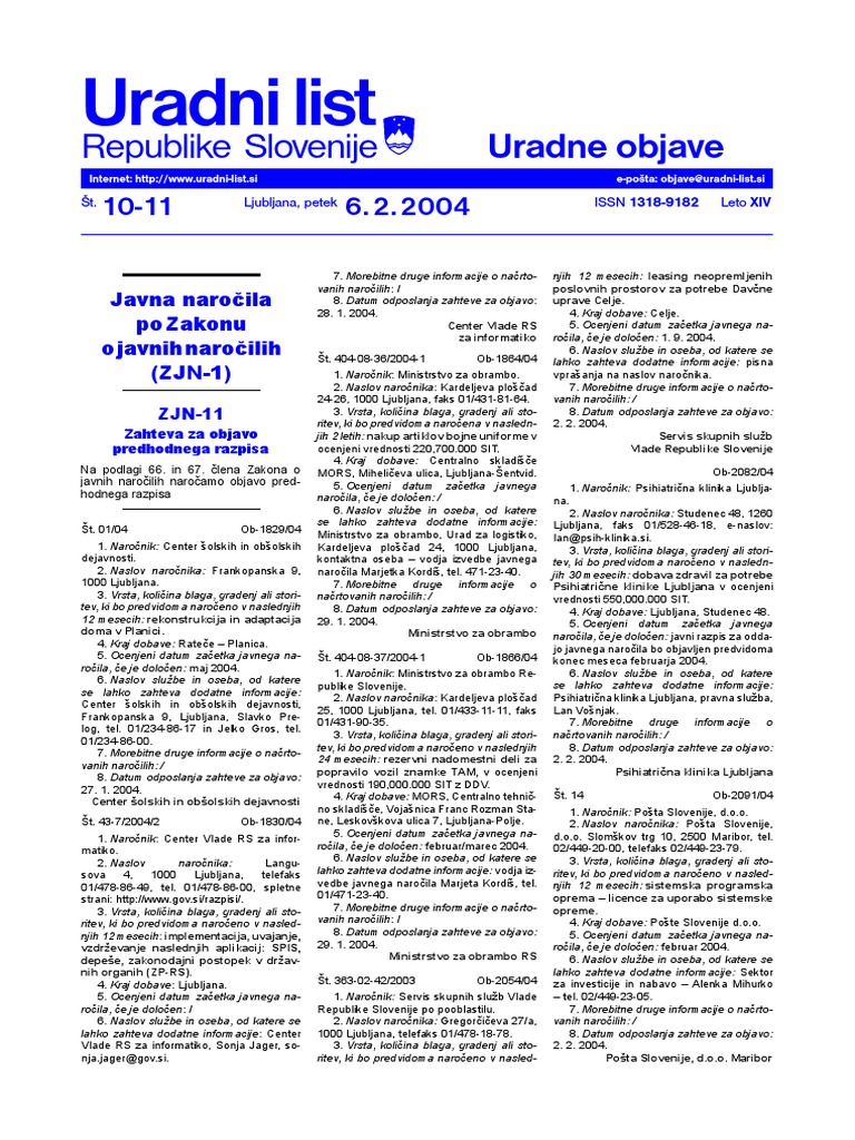 Uradni List: Republike Slovenije | PDF