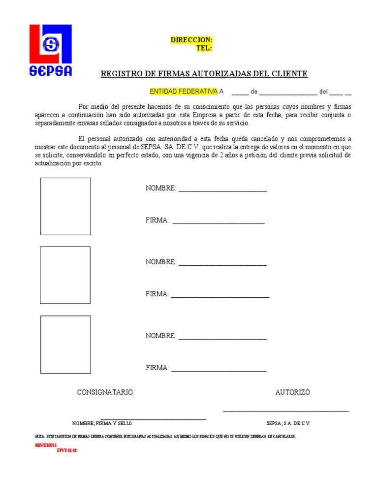 CATALOGO FIRMAS AUTORIZADAS Vacía | PDF