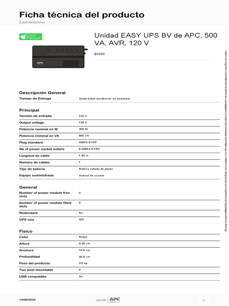 Easy-UPS BV500 | PDF