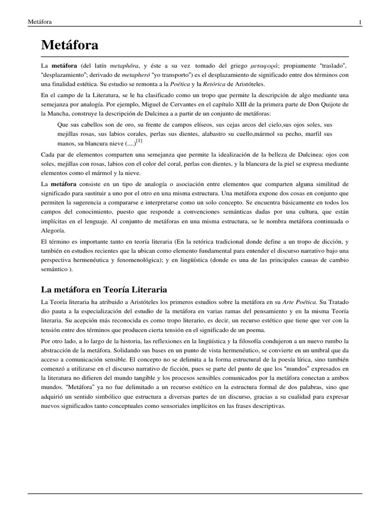 Definición y Teoría de la Metáfora | PDF | Metáfora | Semiótica