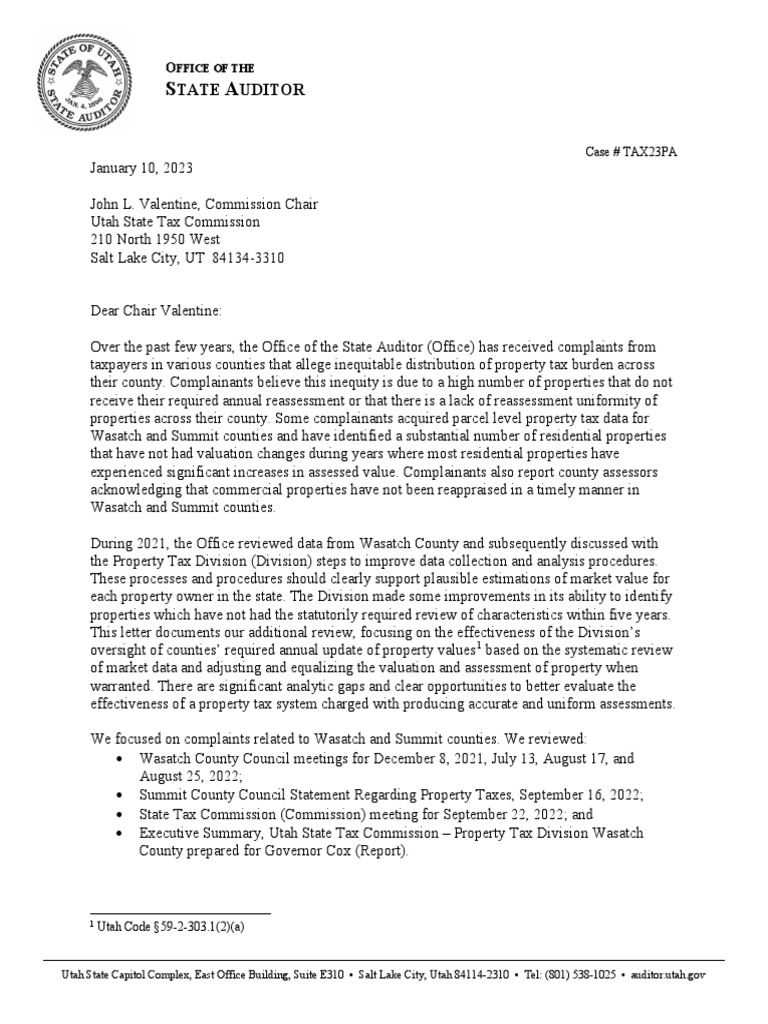 Summit County Property Tax Oversight Issues | PDF | Real Estate ...