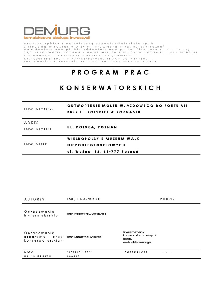 Program Prac Konserwatorskich: Inwestycja | PDF