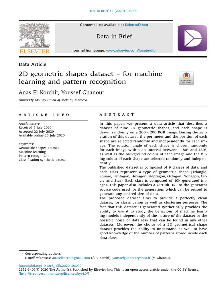 2d Geometric Shapes Dataset For Machine Learning And Patte 2020
