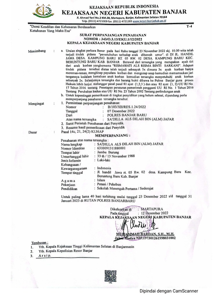 Surat Perpanjangan Dari Kejaksaan | PDF