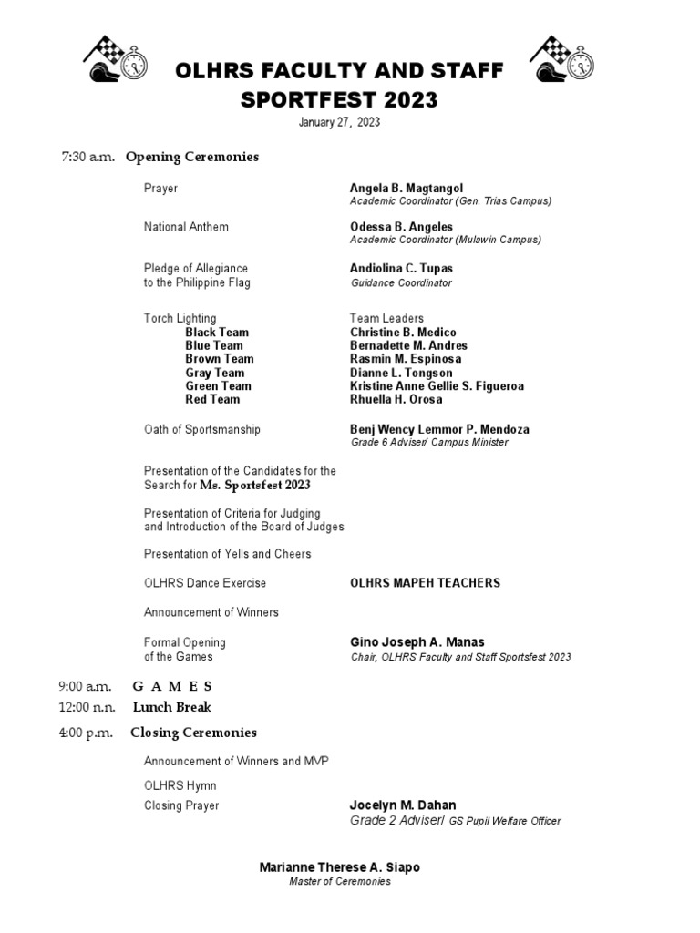 OLHRS Sportsfest 2023 Program | PDF