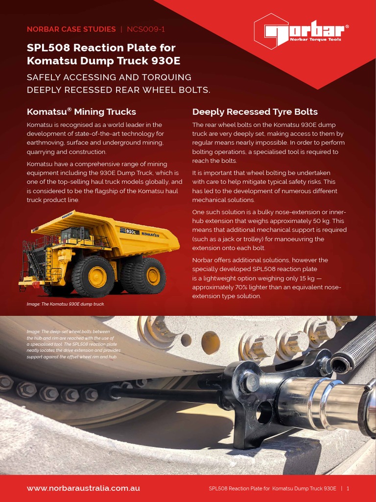 NCS009 1 Case Study Komatsu 930E Reaction Plate SPL508 1 | PDF | Truck | Wheel
